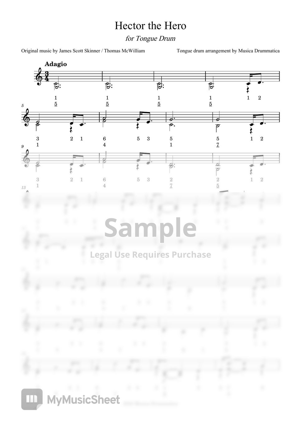 Hector the Hero (with number notation) แผ่น by Musica Drummatica