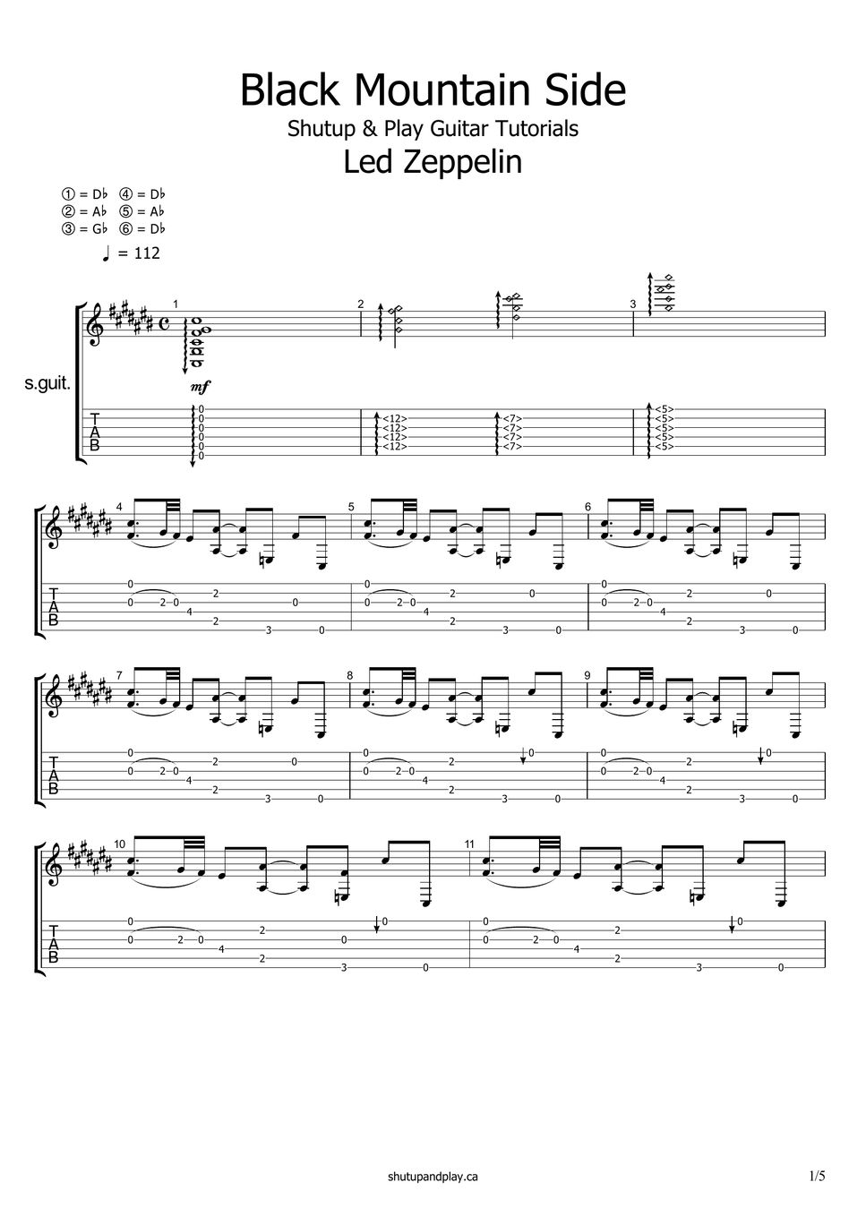 Led Zeppelin - Black Mountain Side TAB by Shutup & Play Guitar Tutorials