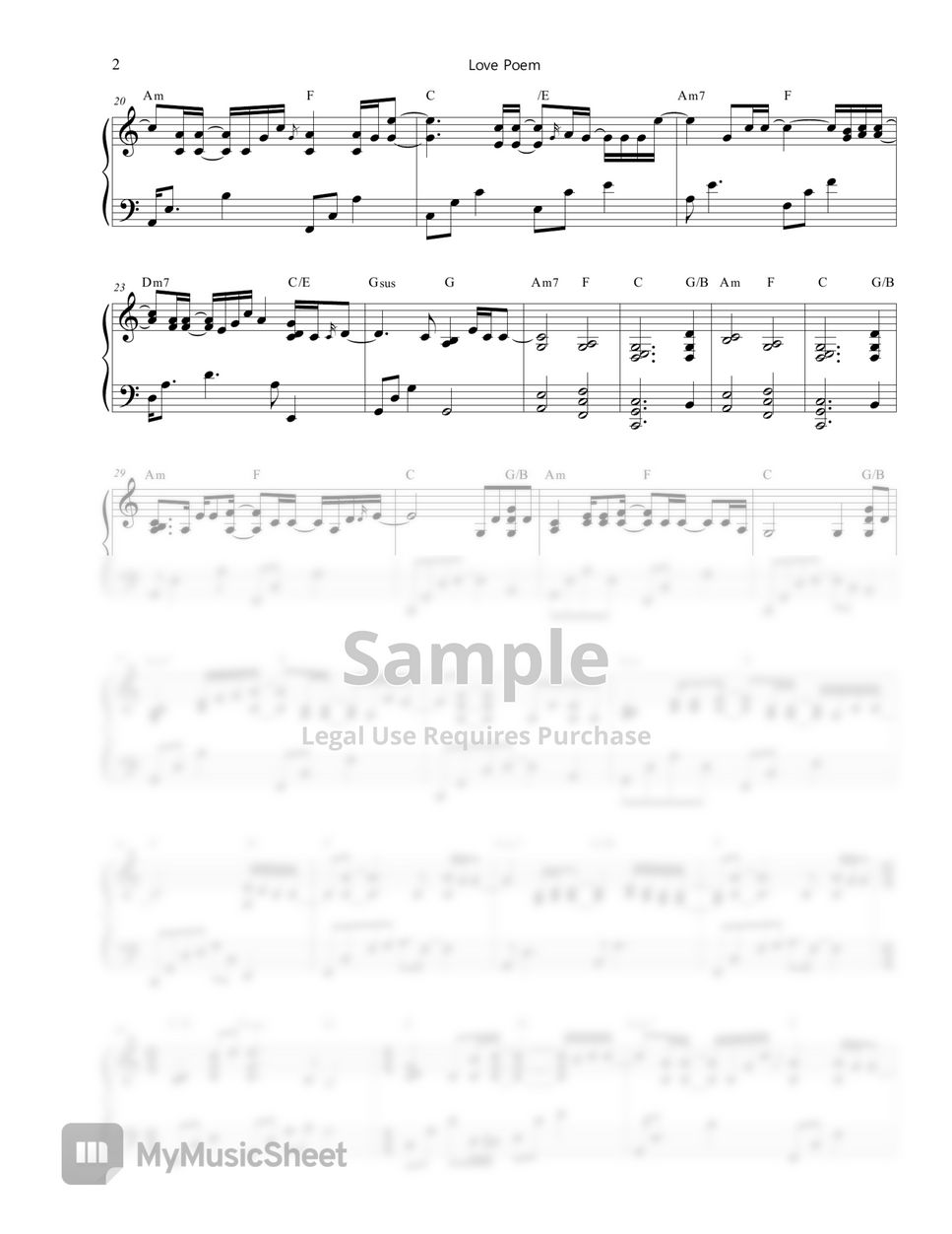 IU - Love Poem Sheet Music by Piano Hug