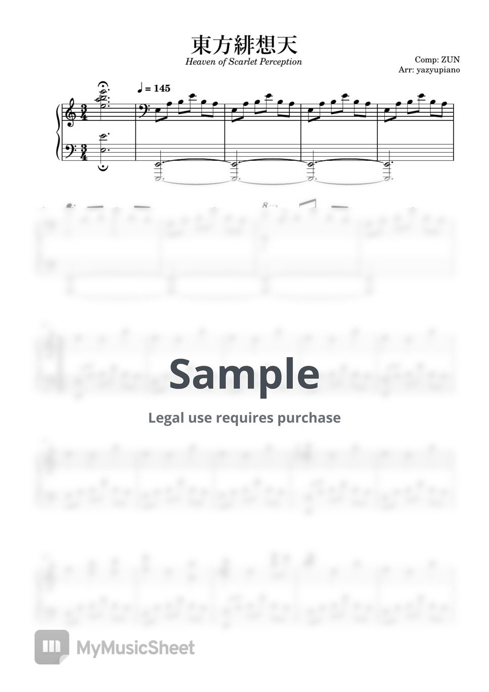 東方Project - 東方緋想天(Touhou Hisouten) Sheets by yazyupiano