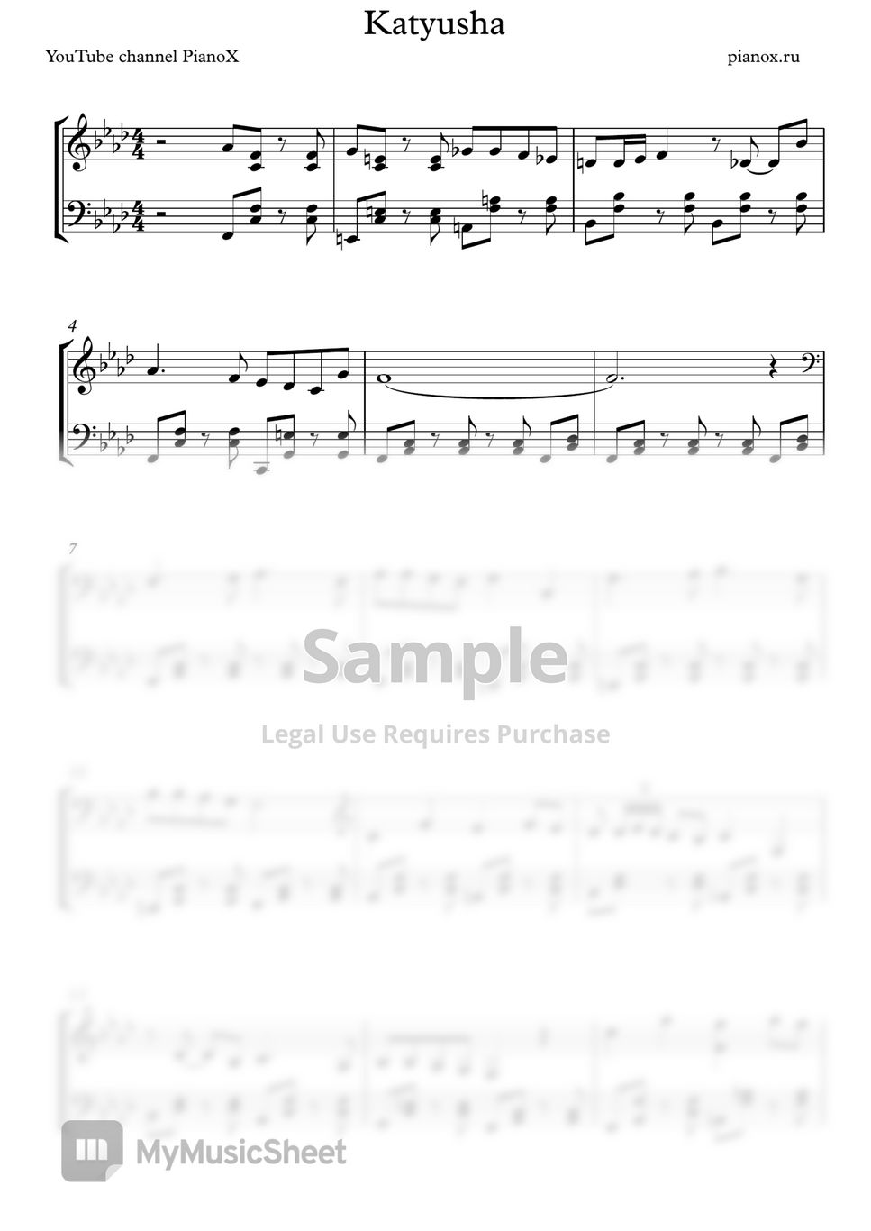 Matvei Blanter - Katyusha Sheet Music by PianoX