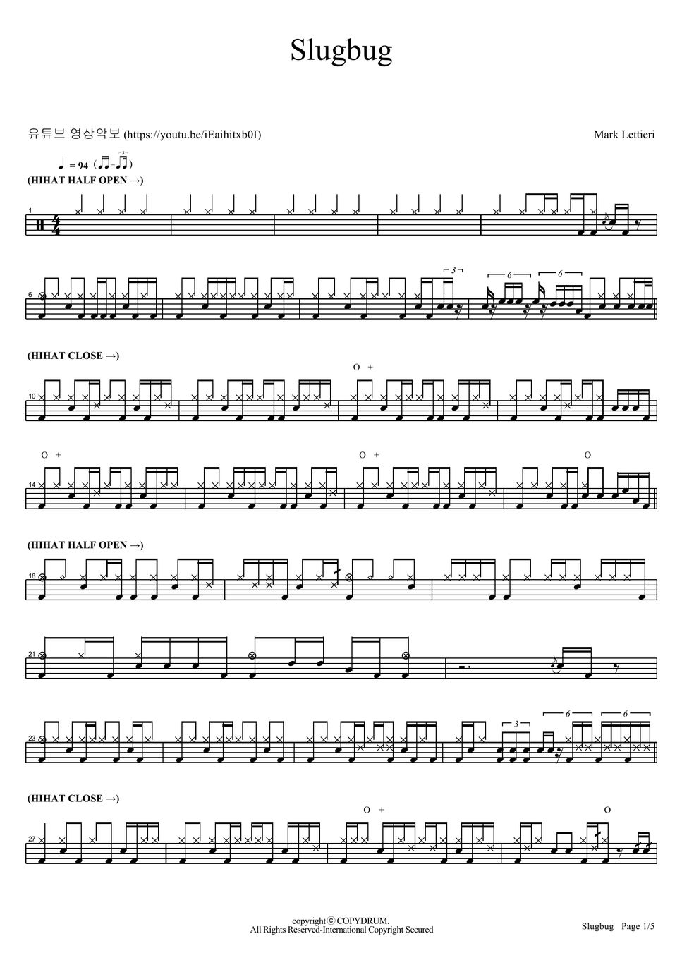 Mark Lettieri - Slugbug Sheets by COPYDRUM