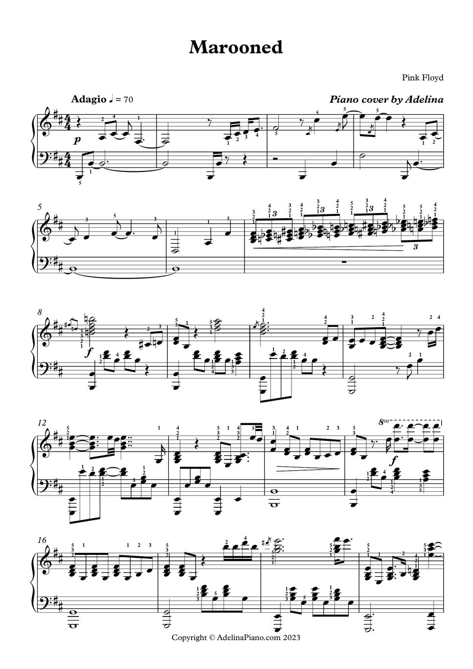 Pink Floyd - Marooned Sheets by Adelina Piano