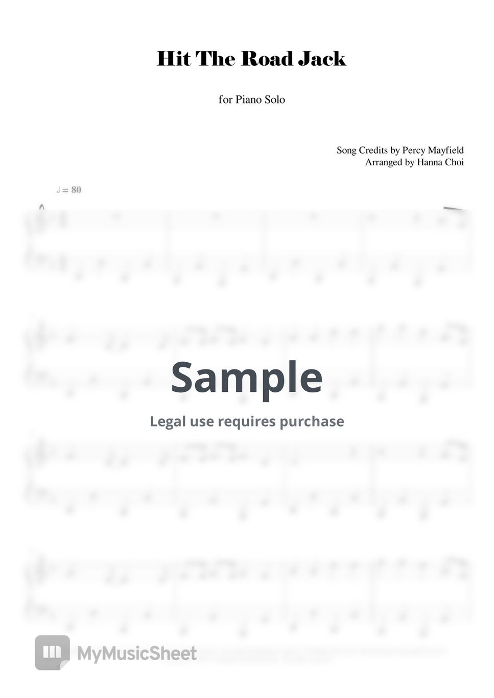 Ray Charles - Hit The Road Jack (for piano solo 피아노독주악보) Sheets by YANGCHO