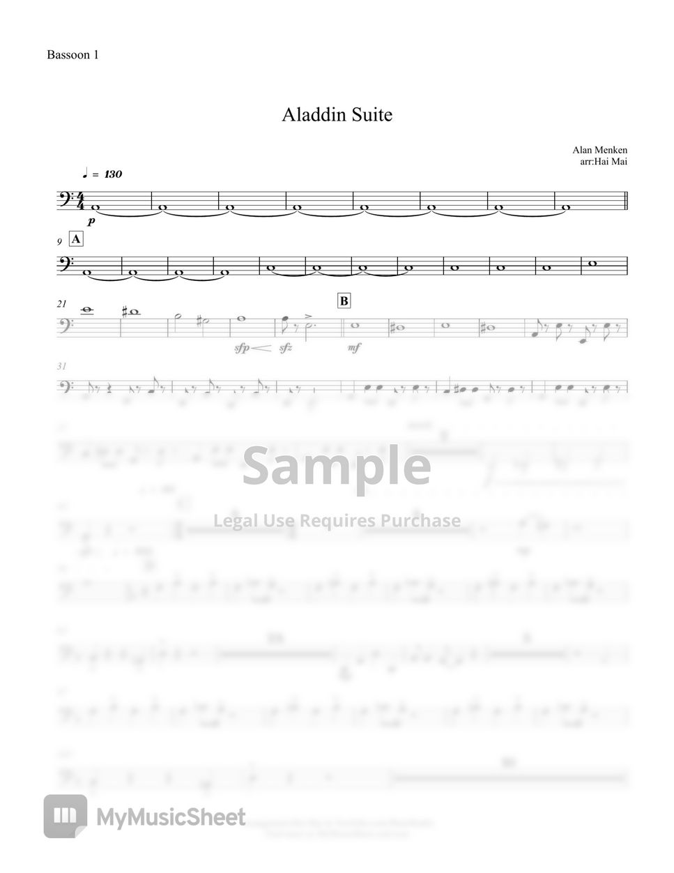 Alan Menken - Aladdin Suite for Orchestra - Set of Part Sheets by Hai Mai