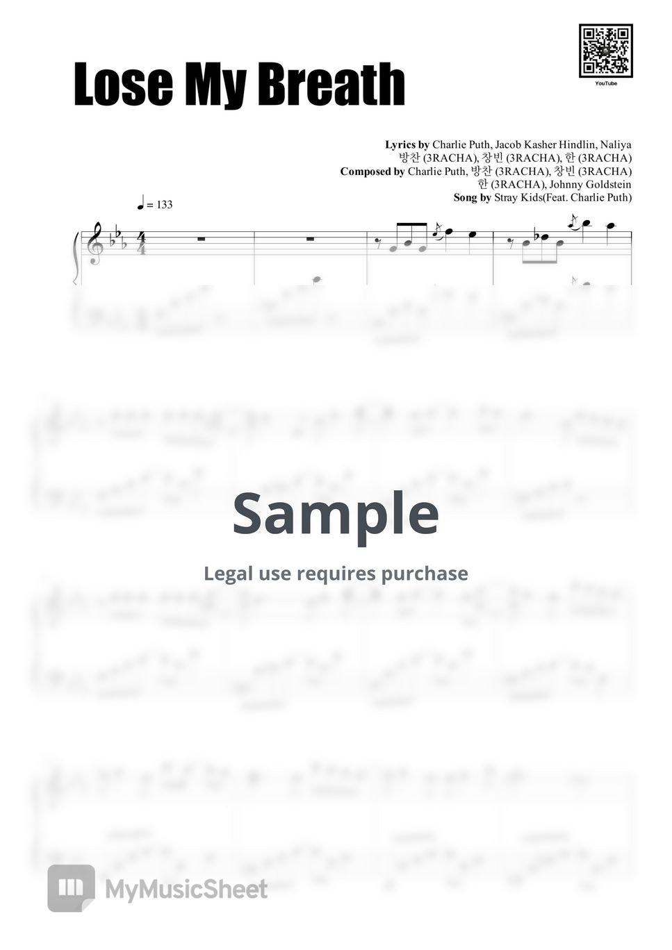 스트레이 키즈 - Lose My Breath Sheet Music by 한뼘피아노