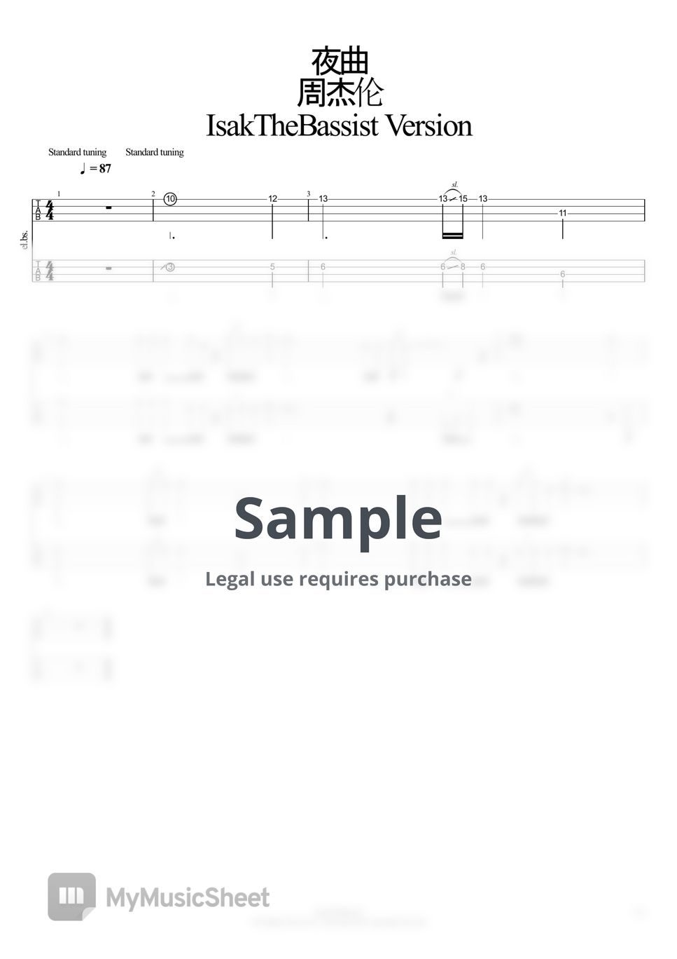 Jay Chou - Nocturne 악보 by IsakTheBassist