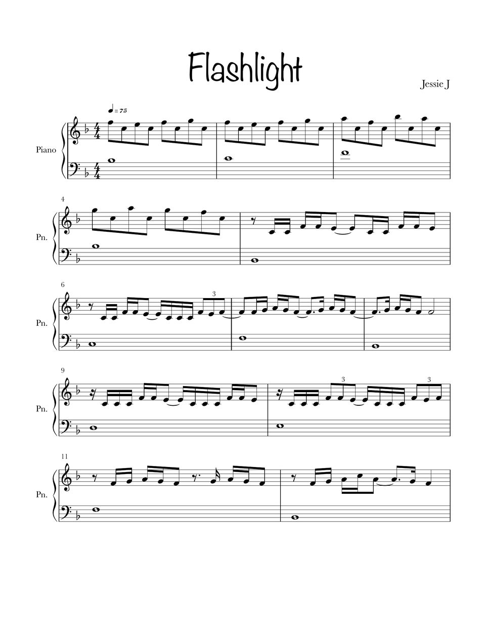 Jessie J - Flashlight (Easy Version) Sheets by PHianonize