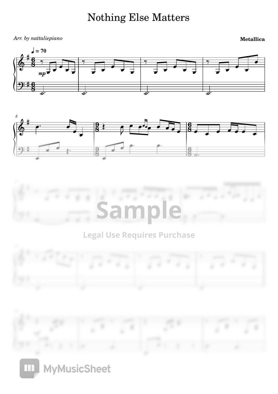 Metallica - Nothing Else Matters Sheets by nattaliepiano