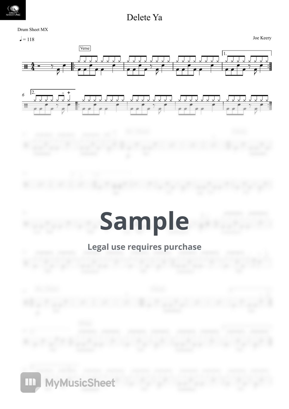 Joe Keery - Delete Ya Sheet Music by Drum Sheet MX