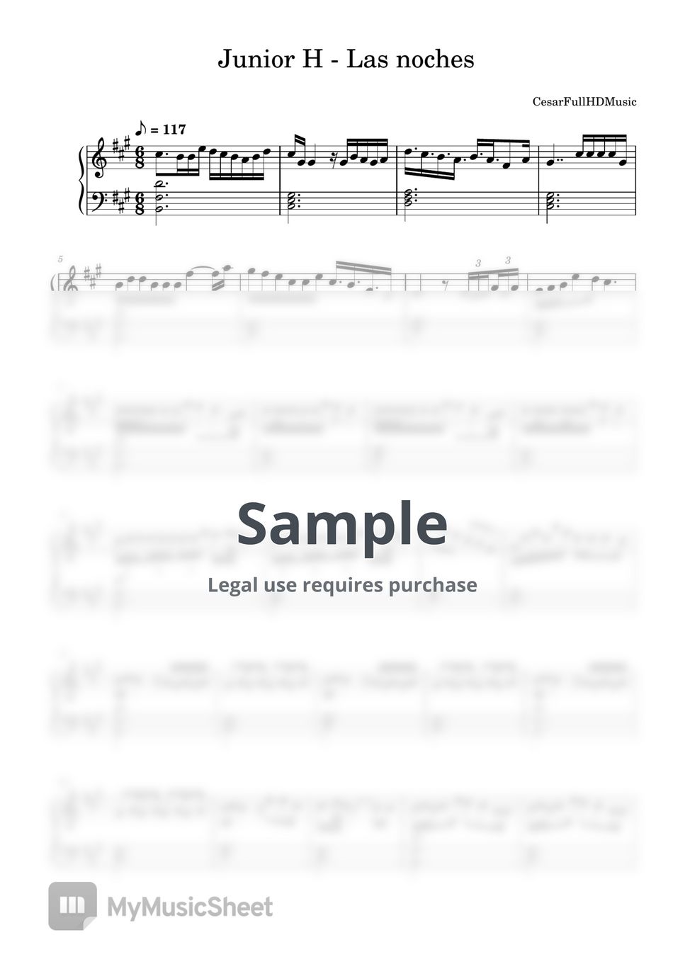 Junior H - Las noches Sheet Music