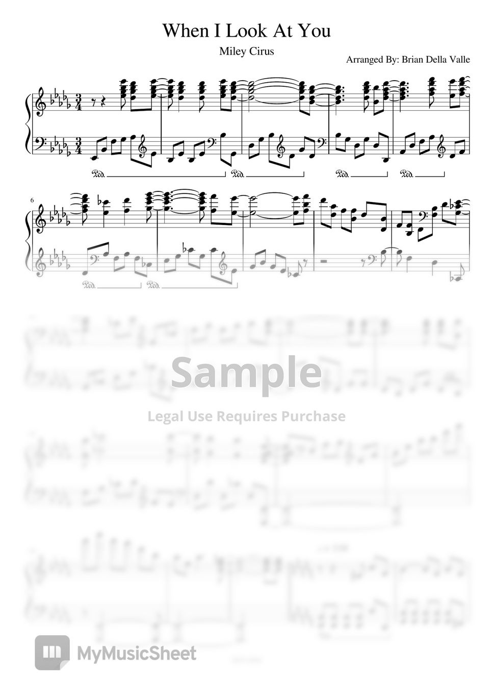 Miley Cyrus - When I Look At You Sheet Music by Brian Della Valle