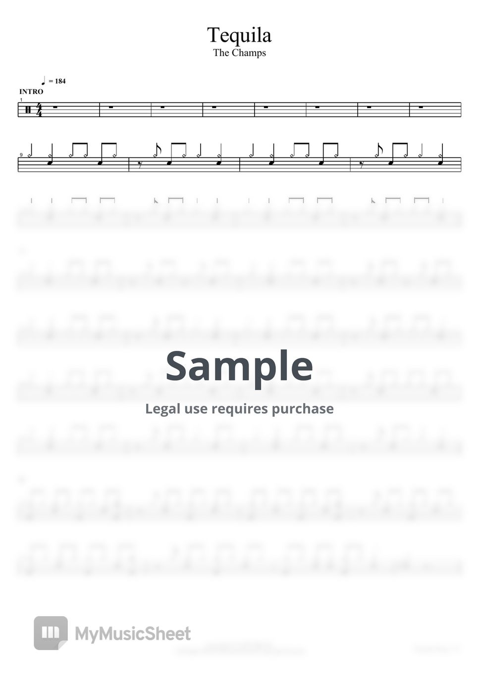 The Champs - Tequila Sheet Music by copydrum