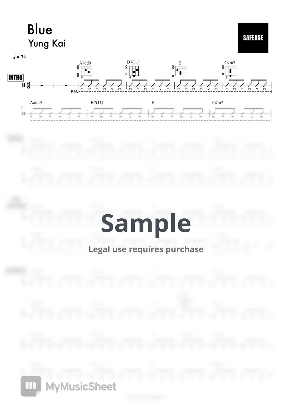 Yung Kai - Blue (Chords Only) Acoustic Guitar TAB PDF | SAFEHSE | mymusic5