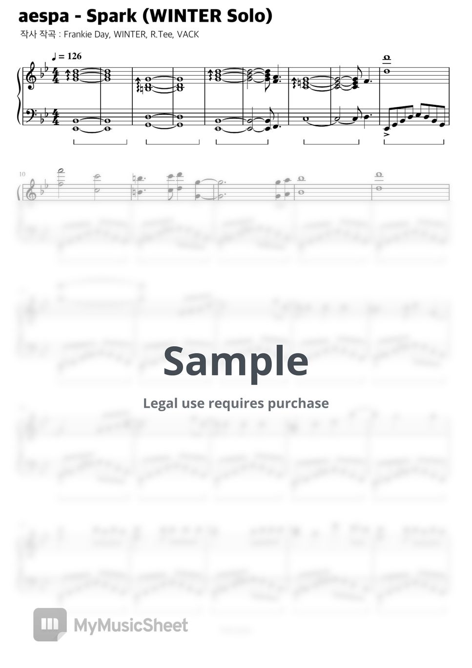 aespa - Spark (WINTER Solo) 악보 by bvibvi piano