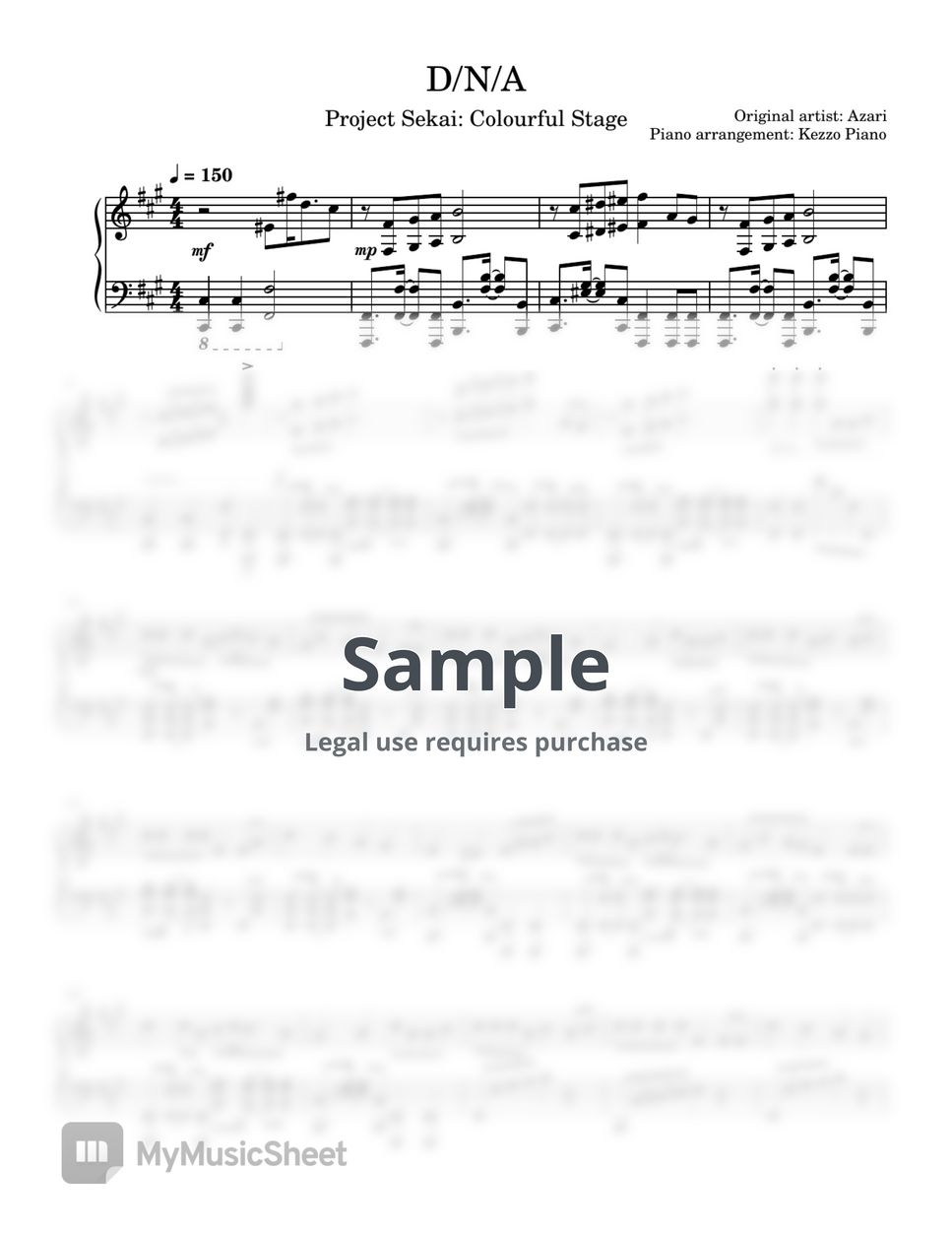 Azari - DNA from Project Sekai Sheet Music by Kezzo Piano