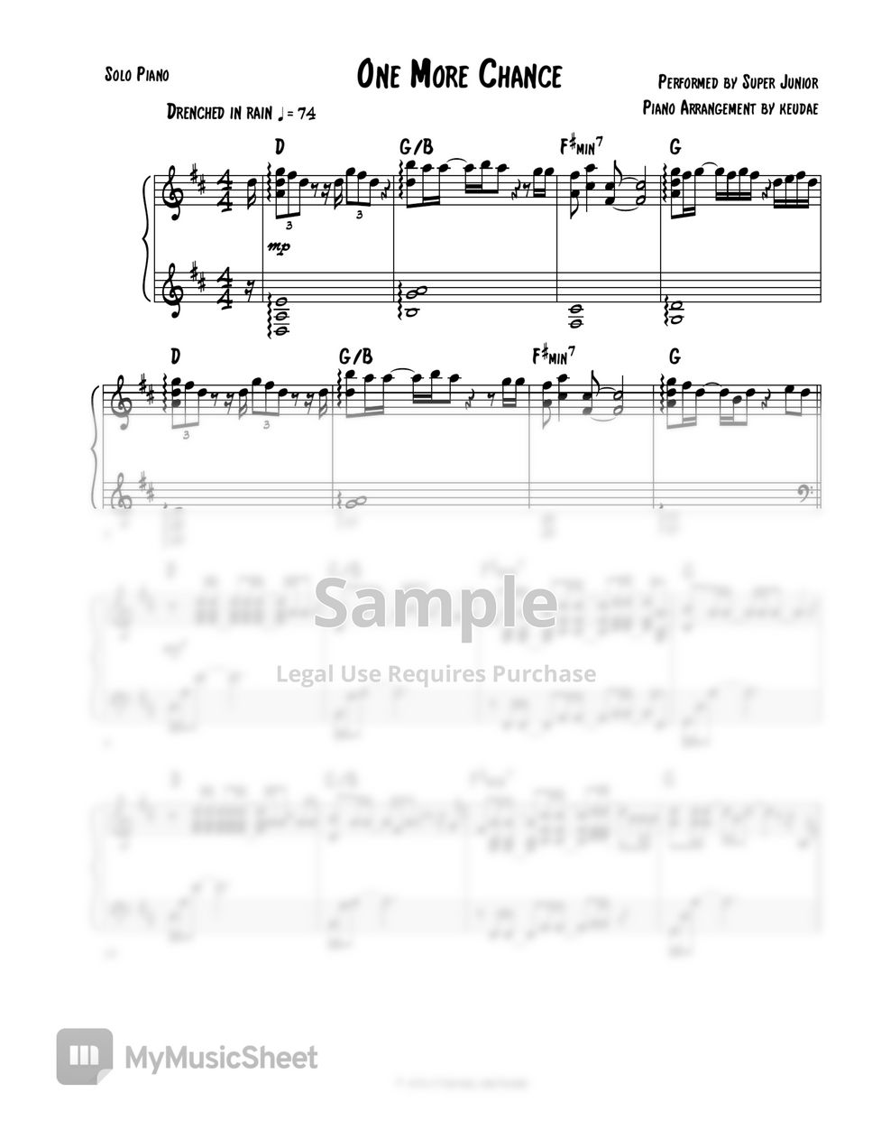 Super Junior - 비처럼 가지마요 (One More Chance) Ноты