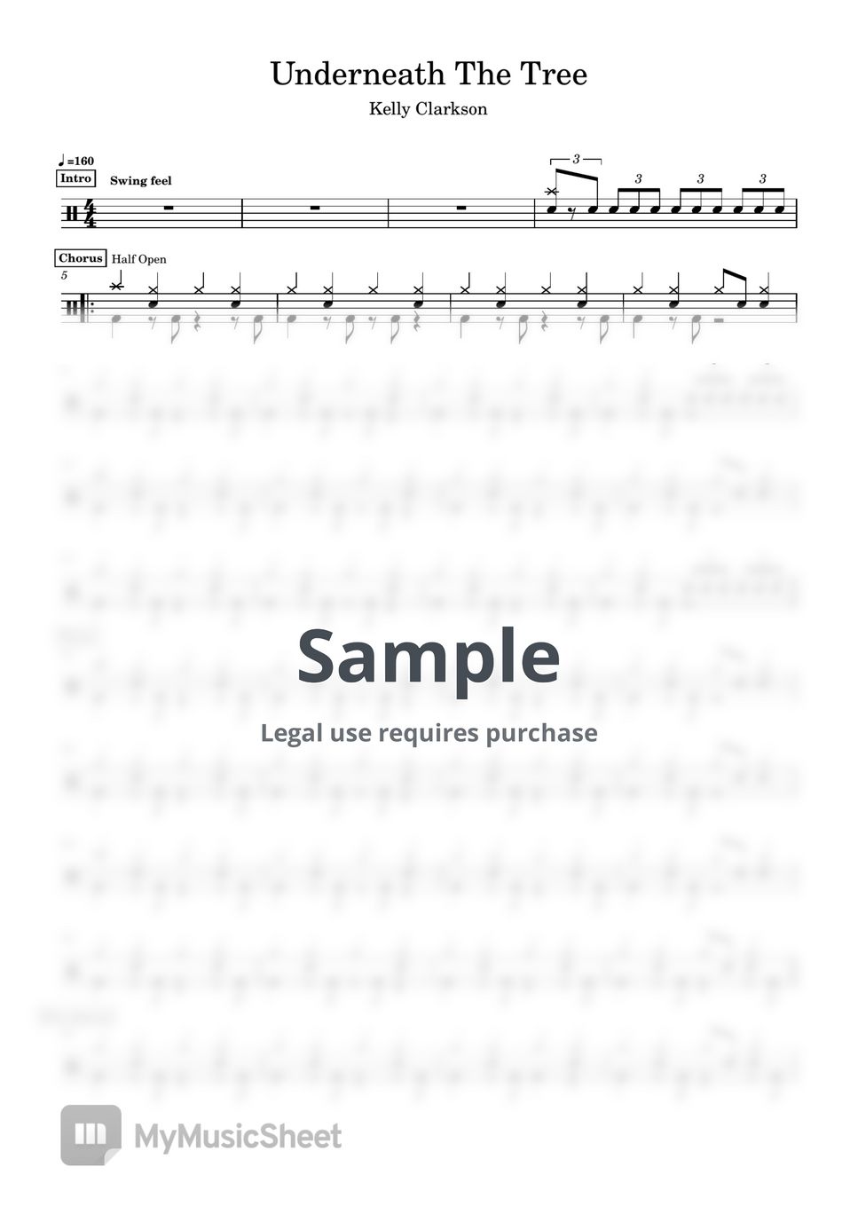 Kelly Clarkson - Underneath the Tree (드럼악보 / drumscore) Лист by 윤민제