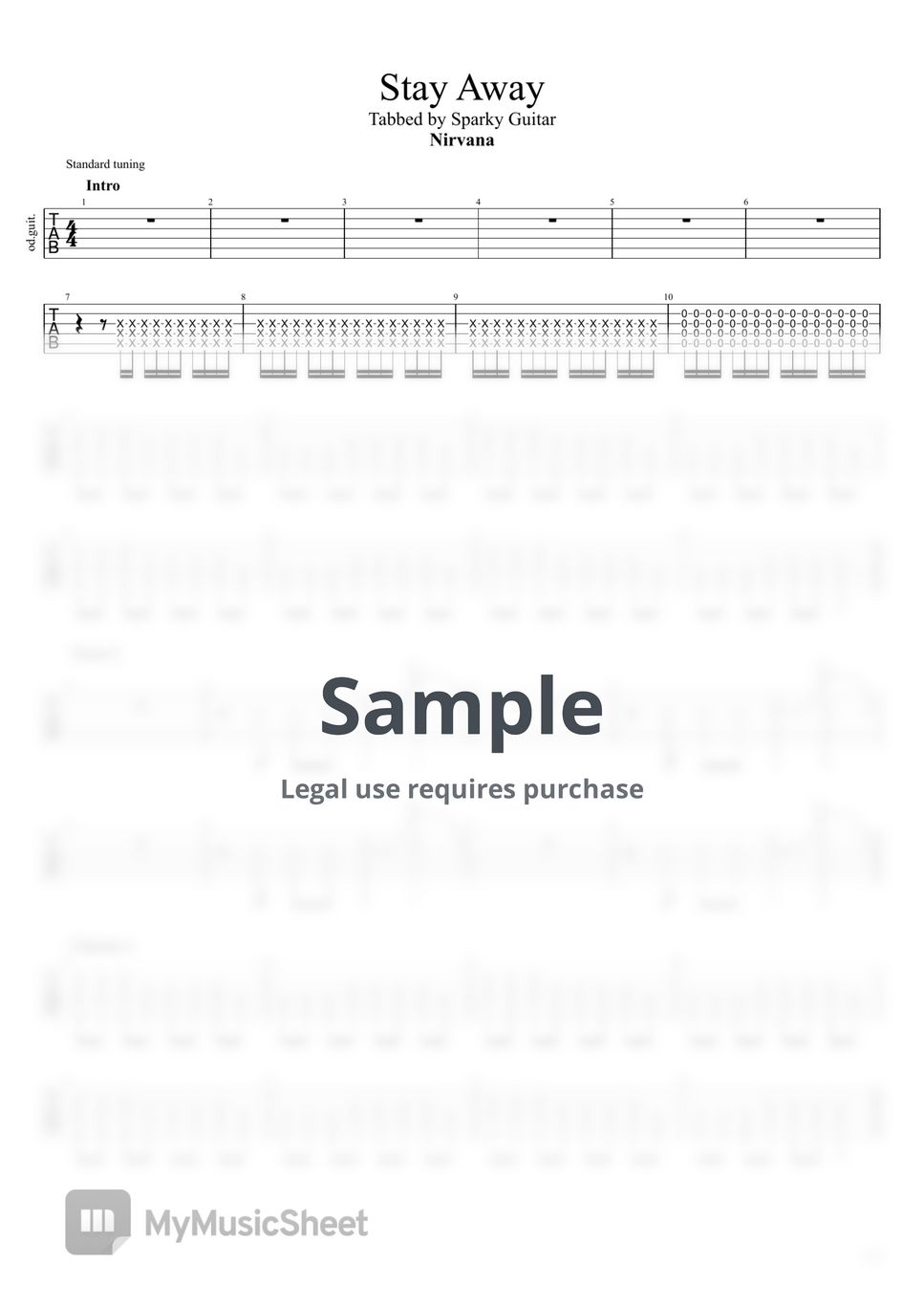 Nirvana - Stay Away Sheet Music by Sparky Guitar