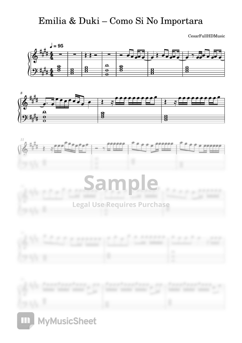 Emilia Mernes,DUKI - Como Si No Importara Sheet Music