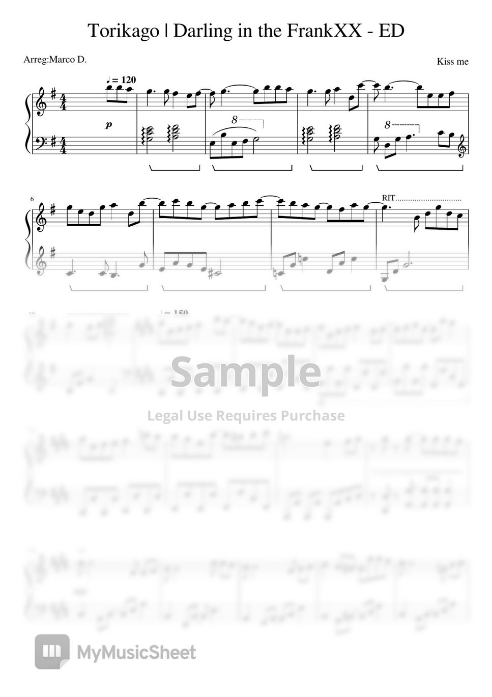 Darling in the FrankXX - Torikago Sheet by Marco D.