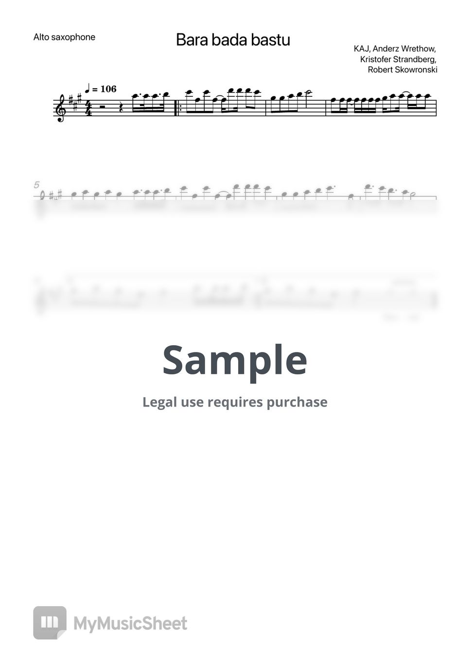 KAJ - Bara bada bastu Sheet Music by @musikrickard