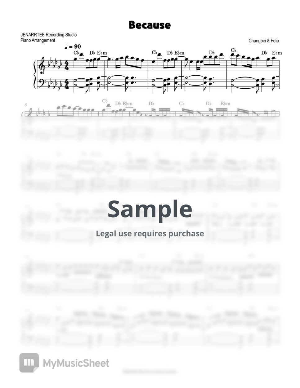 Stray Kids (Changbin, Felix) - Because (Original + Easy Key) Sheet ...