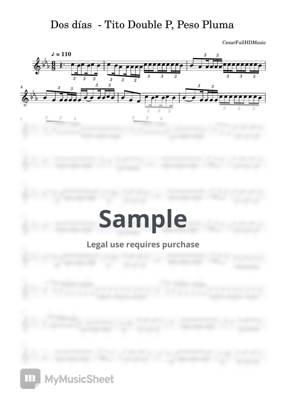 Tito Double P, Peso Pluma - Dos días Sheets