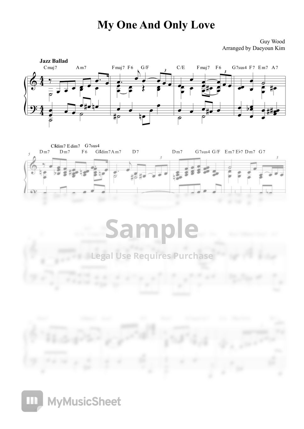 Guy Wood - My One And Only Love Sheets by Daeyoun Kim