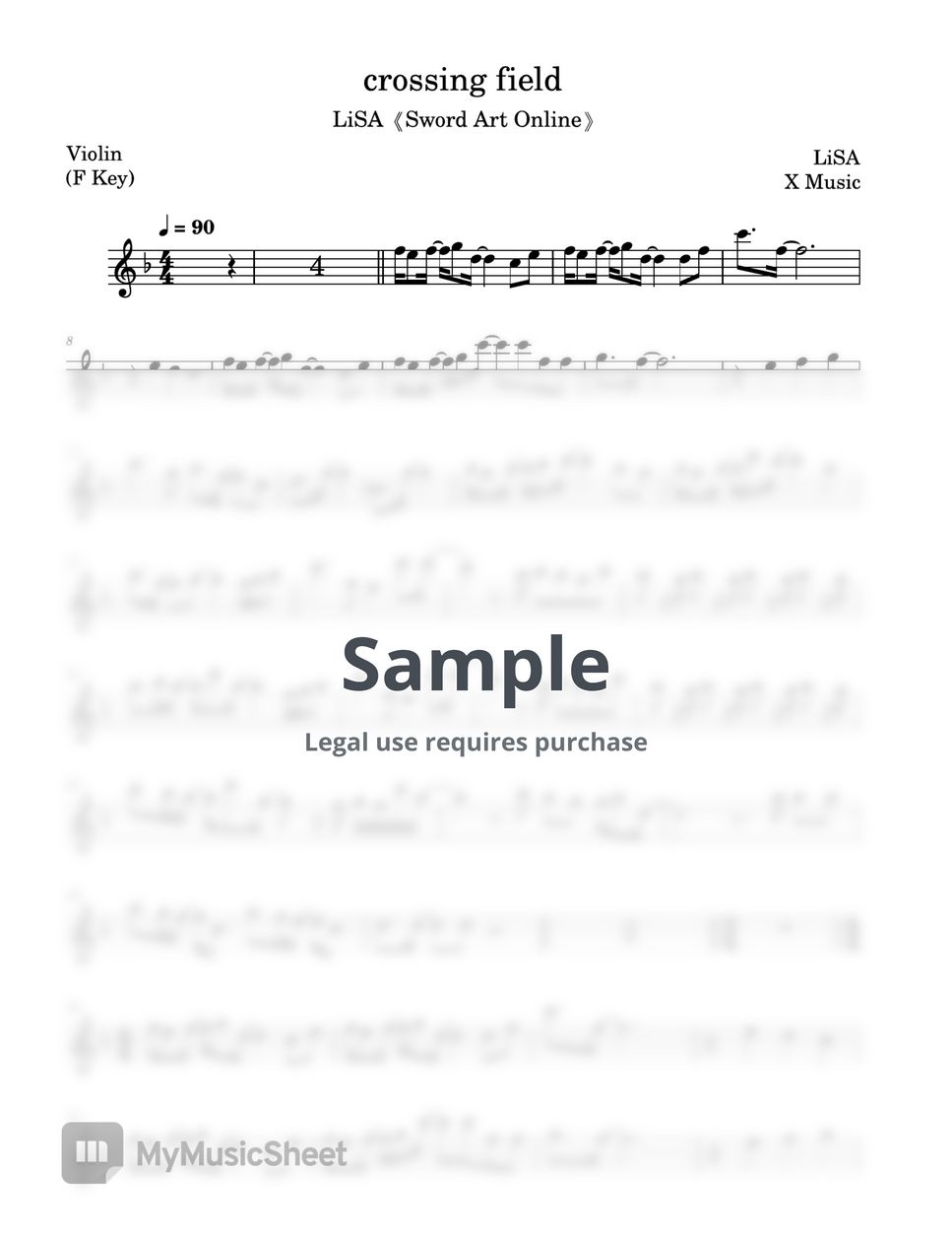 LiSA - crossing field (SAO/F.C Key/附伴奏連結(With Karaoke Links)/含簡譜) Sheet ...