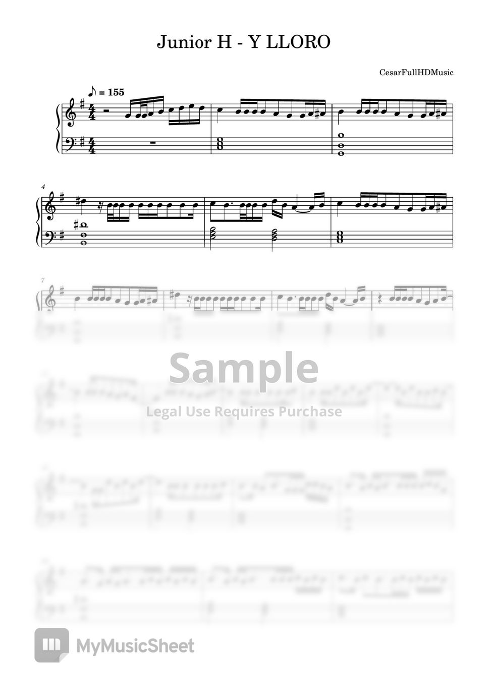 Junior H - Y LLORO Sheet Music