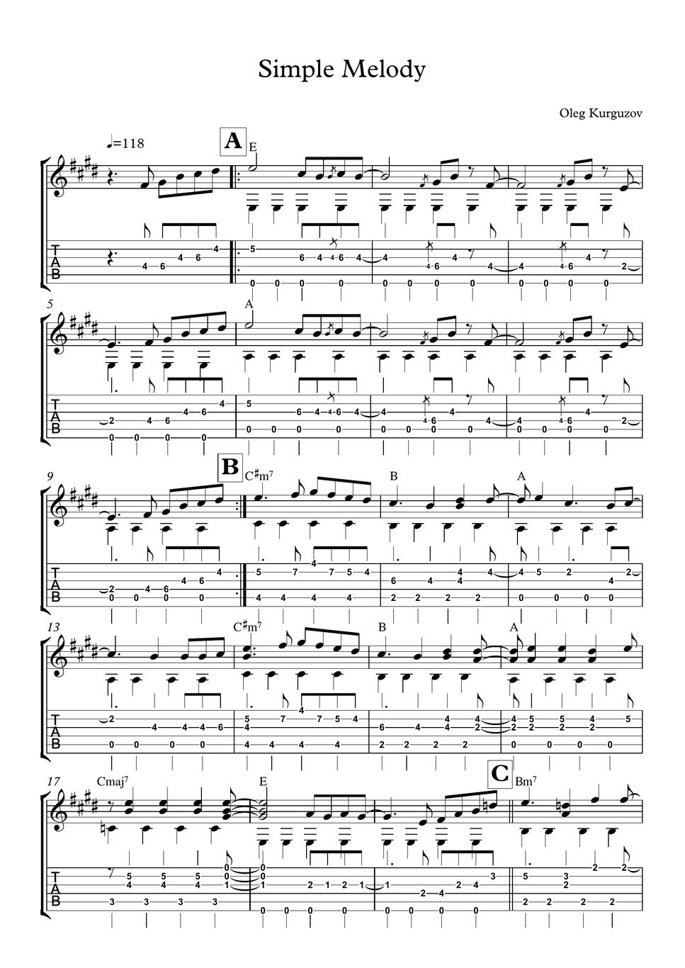 Oleg Kurguzov - Simple Melody 악보