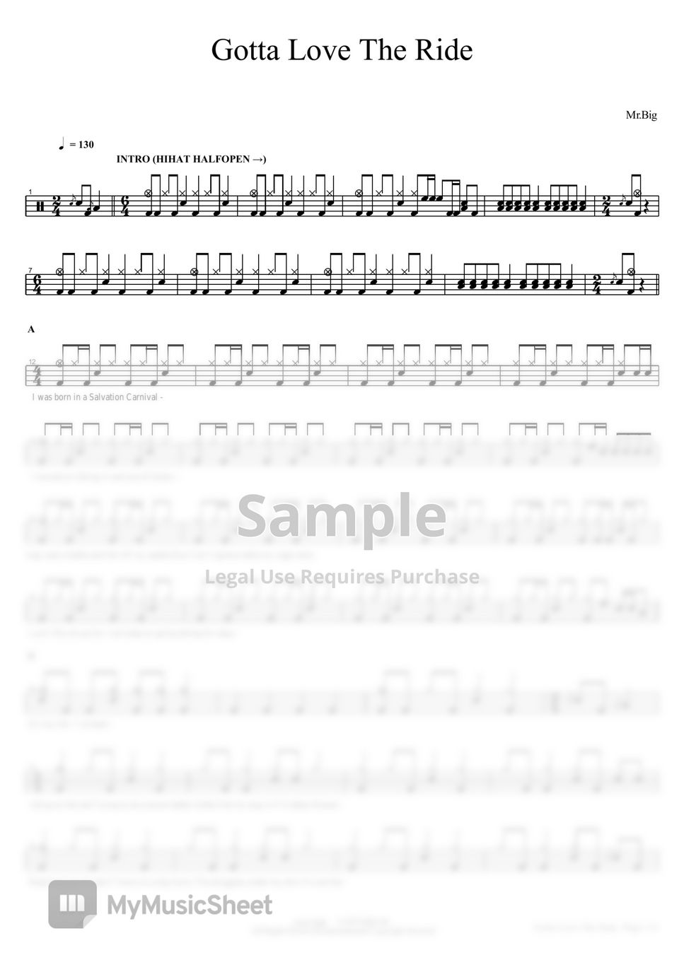 Mr.Big - Gotta Love The Ride Sheets by COPYDRUM