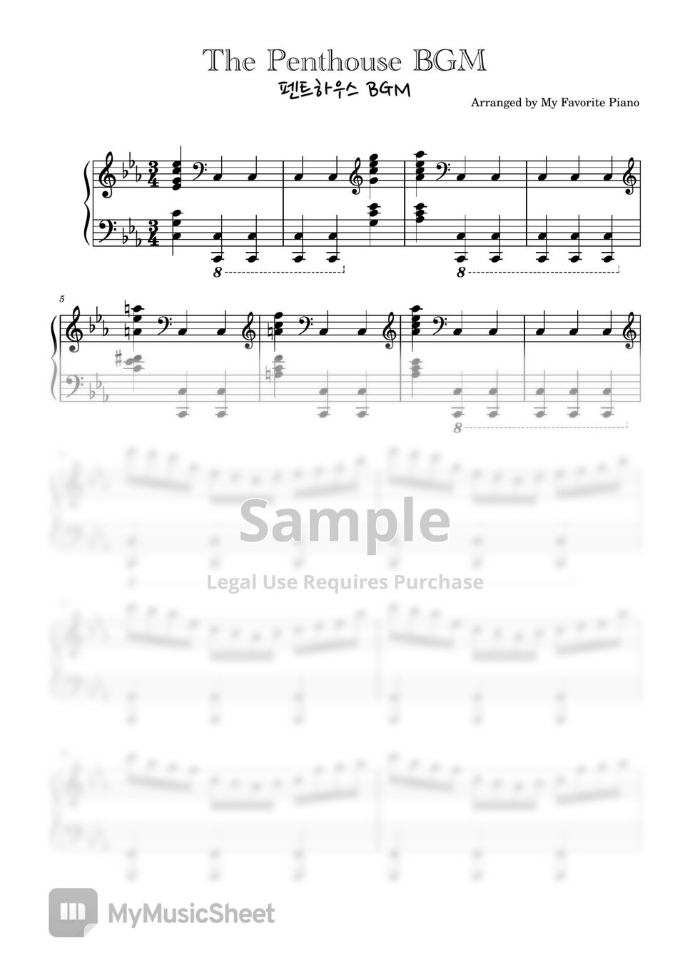 Penthouse OST - Opening BGM 악보 by My Favorite Piano