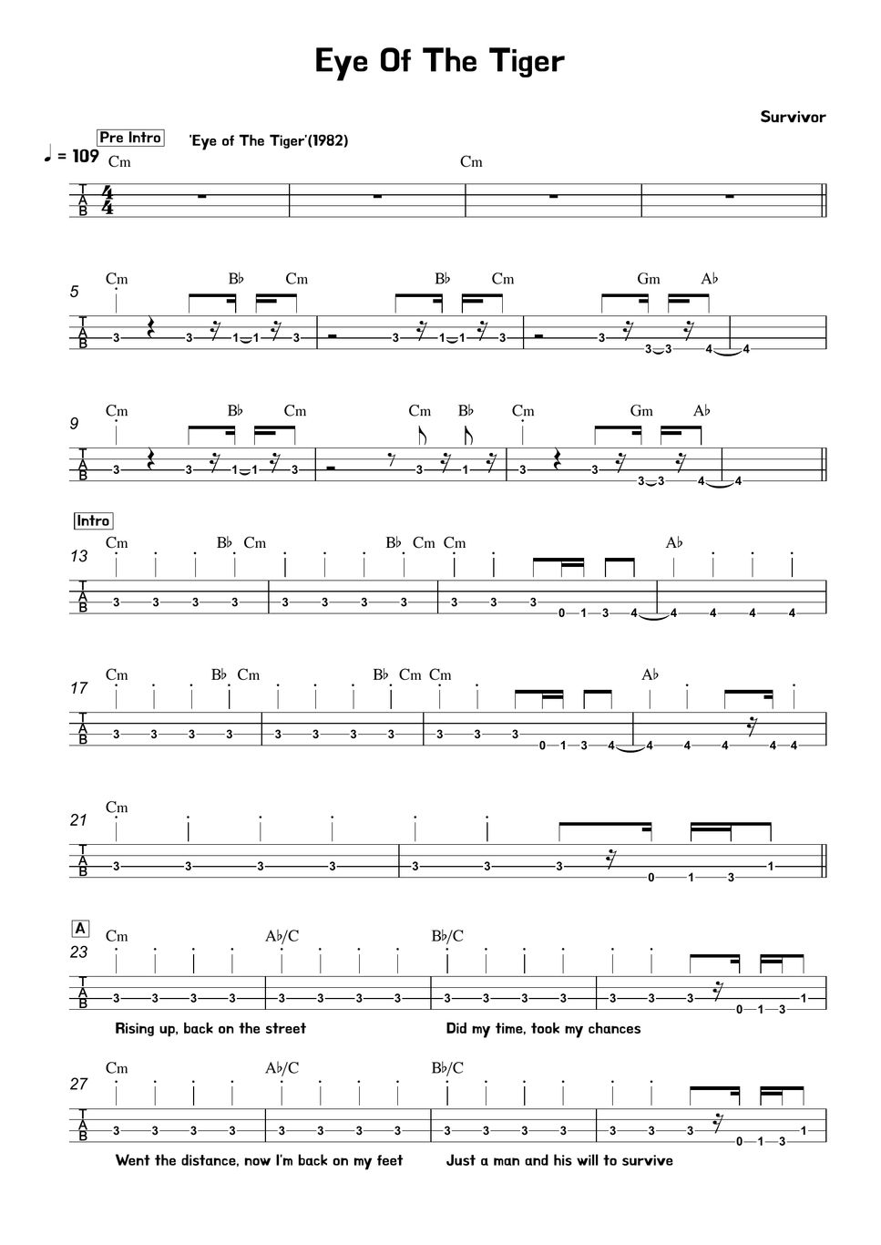 Survivor - Eye Of The Tiger Sheets by 김미(Kimme)