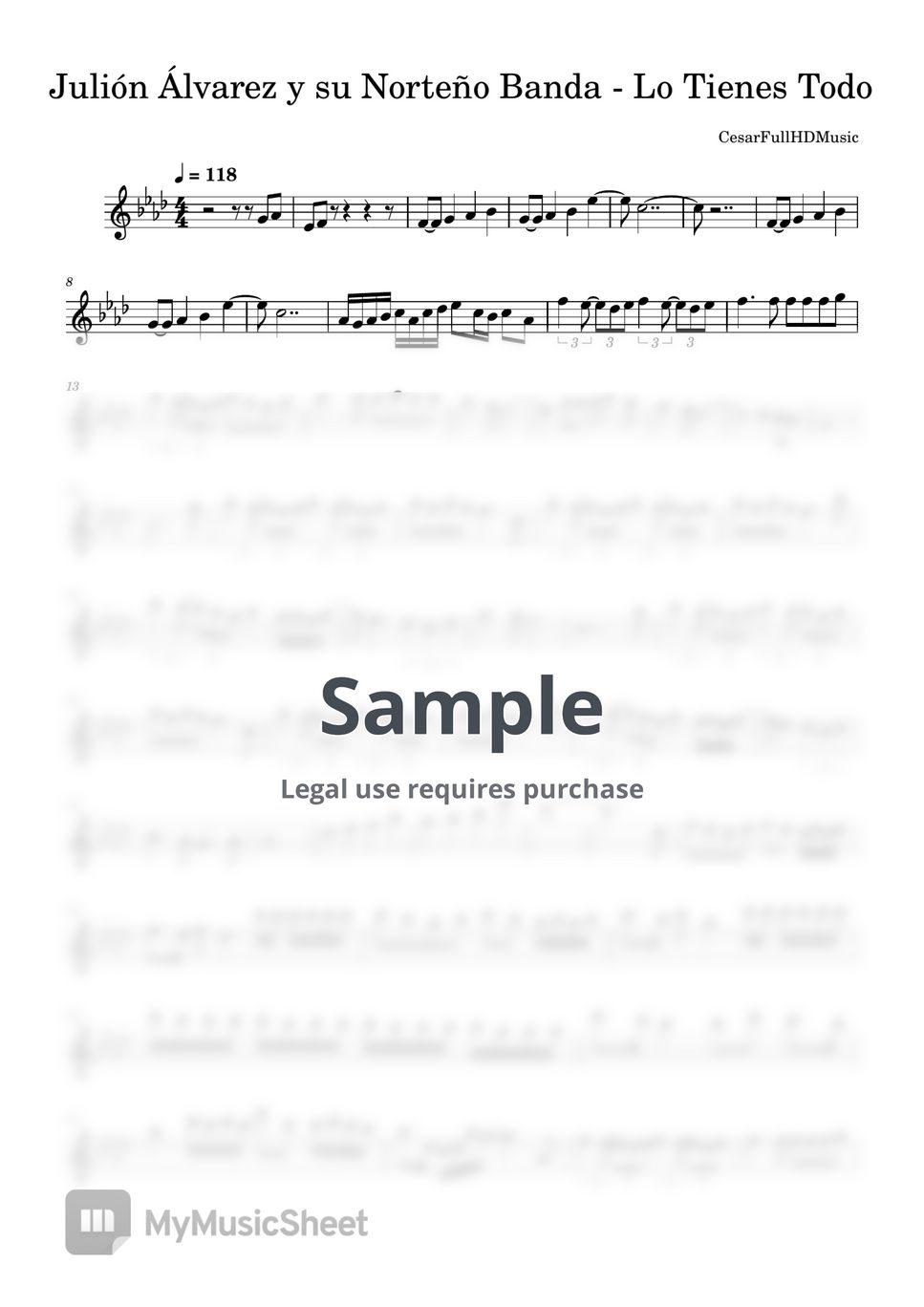 Julión Álvarez y su Norteño Banda - Lo Tienes Todo Sheet Music