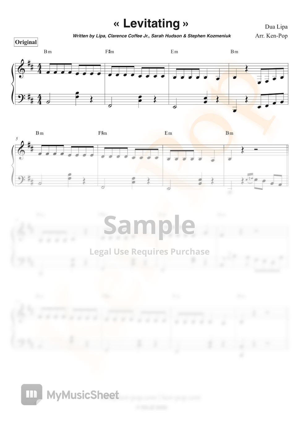 Dua Lipa - Levitating (in 9 styles) Sheet Music by Ken-Pop