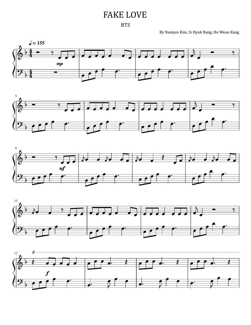 Namjun Kim, Si Hyuk Bang, Ho Weon Kang - FAKE LOVE (BTS (방탄소년단) - For ...