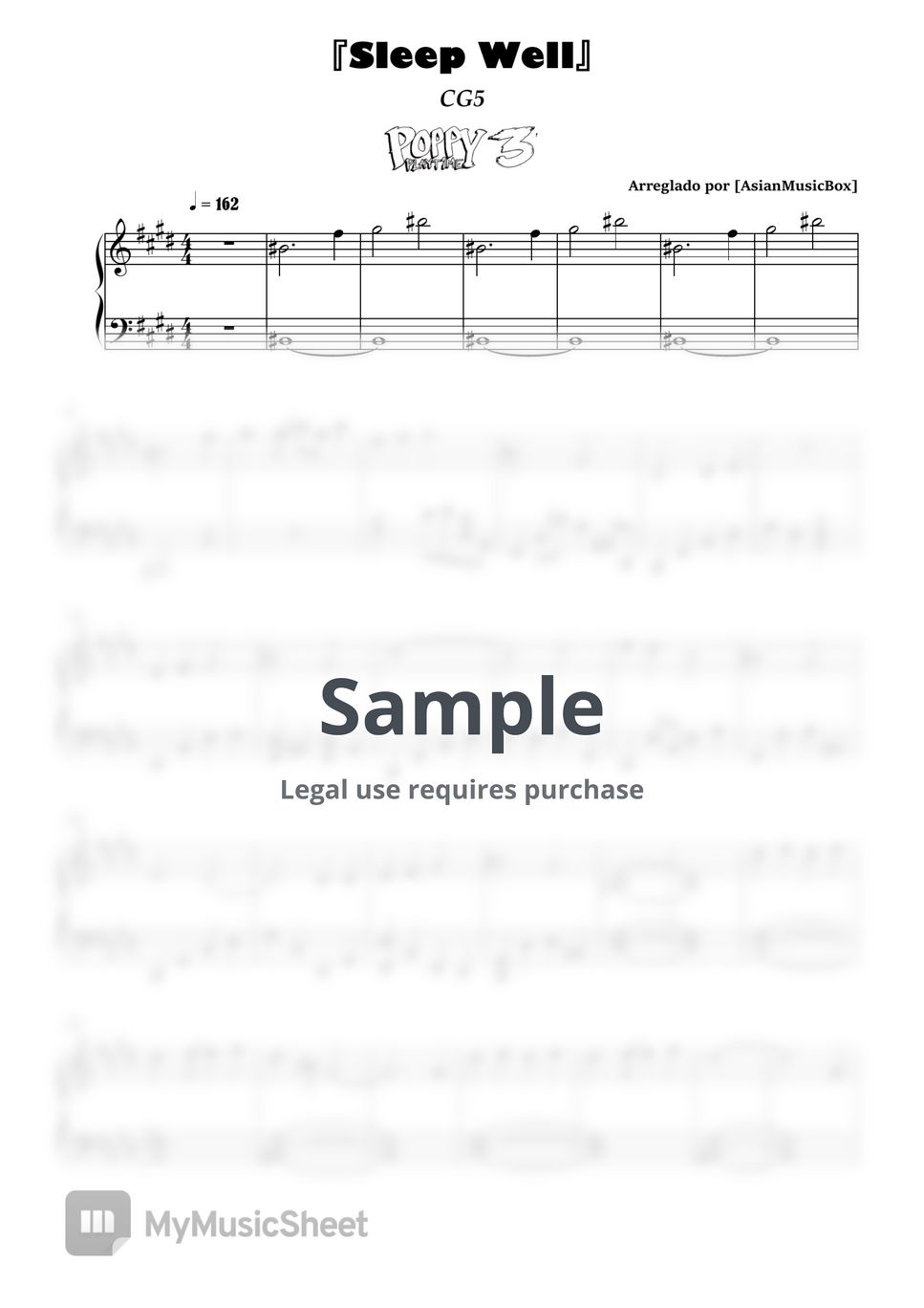 CG5 (Poppy Playtime Chapter 3) - Sleep Well (Sheet, MIDI ...