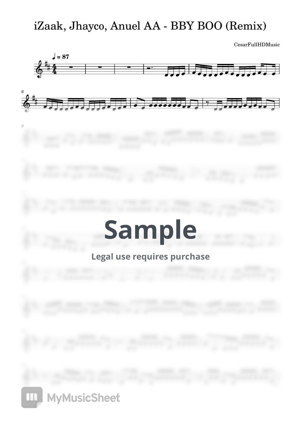 iZaak, Jhayco, Anuel AA - BBY BOO (Remix) Hoja