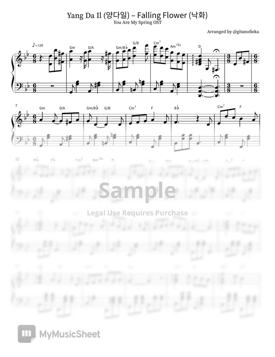 Yang Da Il (양다일) - Falling Flower (낙화) - You Are My Spring OST Sheets by Gita Nofieka