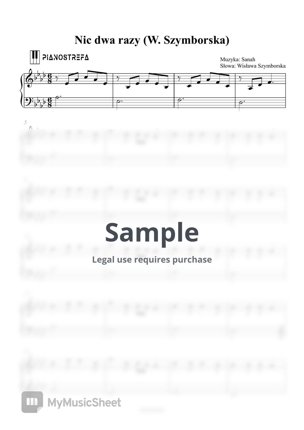 Sanah - Nic Dwa Razy 악보 by PianoStrefa