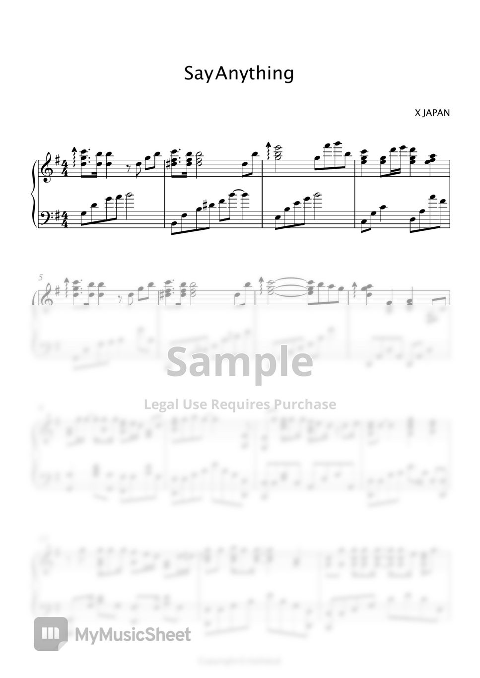 X JAPAN - Say Anything (Piano Cover) Sheet Music by rlathdud