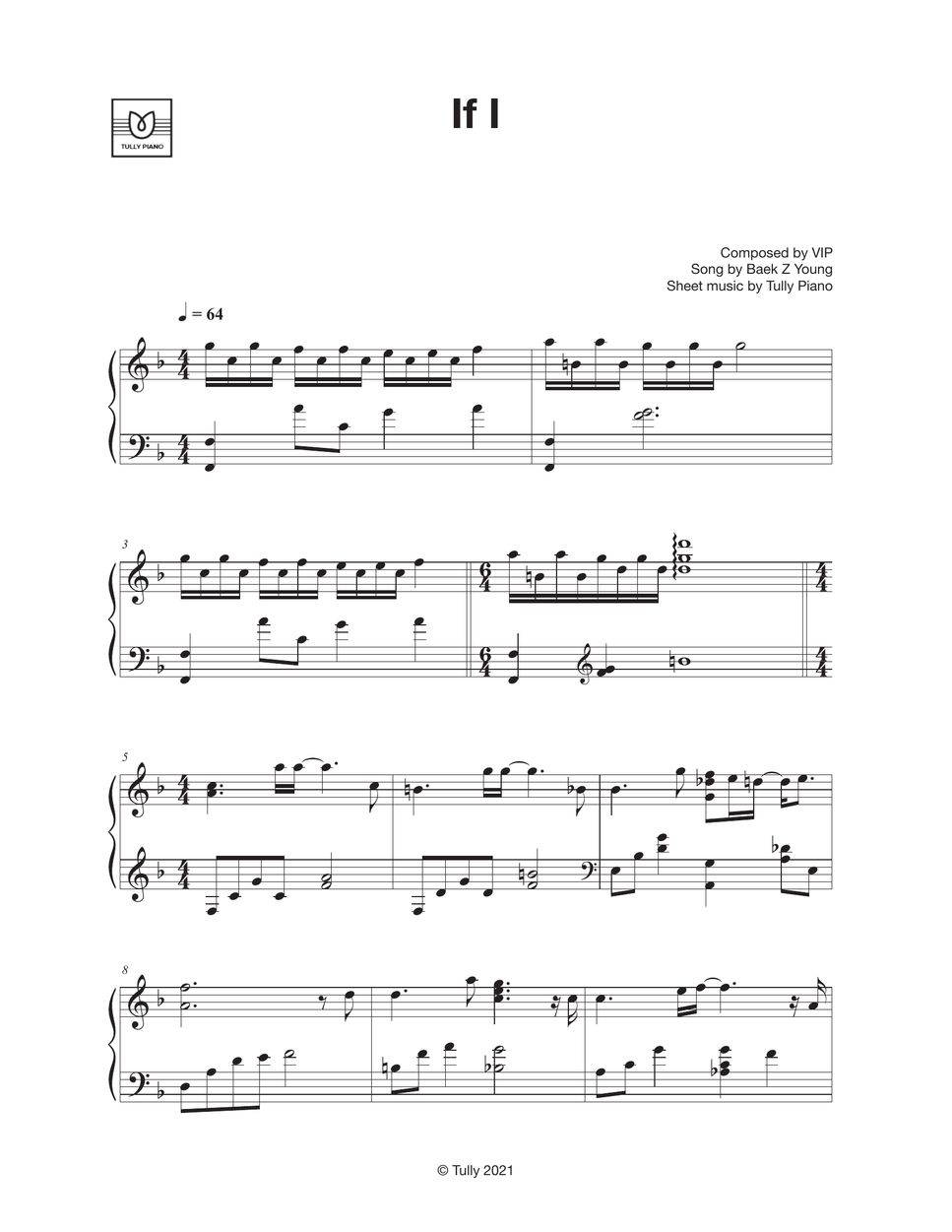 The King's Affection OST - Baek Z Young 백지영 _ If I Sheets by Tully Piano