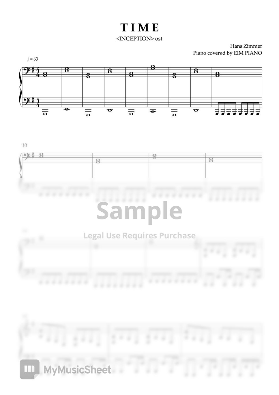 Hans Zimmer - TIME(Inception OST) Bản nhạc by EIM PIANO