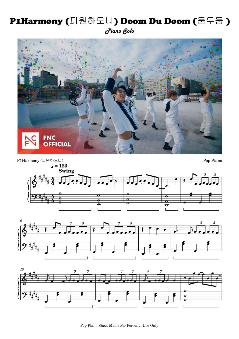 P1Harmony (피원하모니) - Doom Du Doom (둠두둠) Sheet by Pop Piano