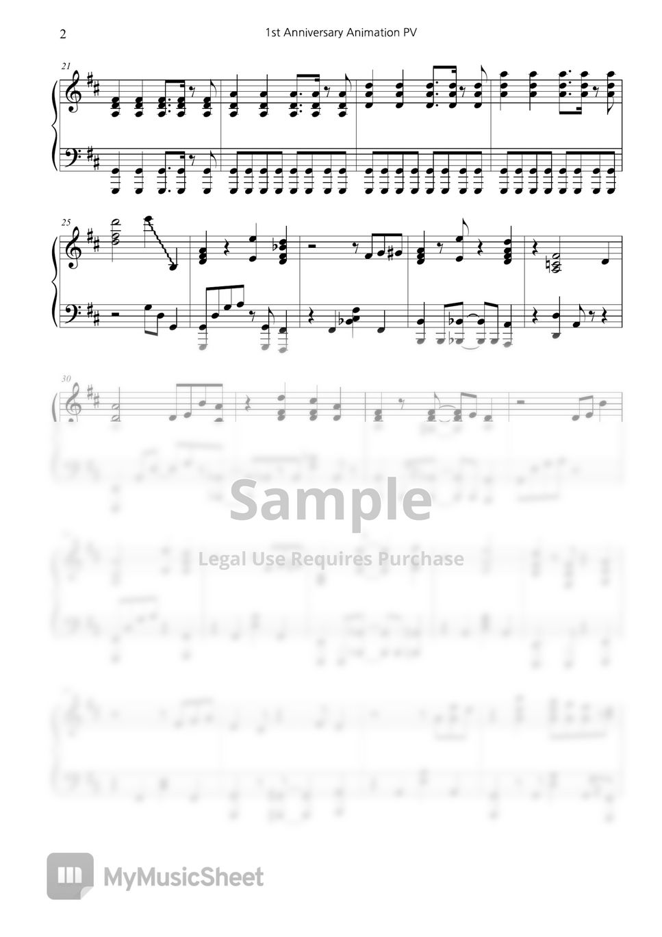 미츠키요 - 블루아카이브 1주년 애니메이션 PV OST Sheet Music by 자유로운 공간