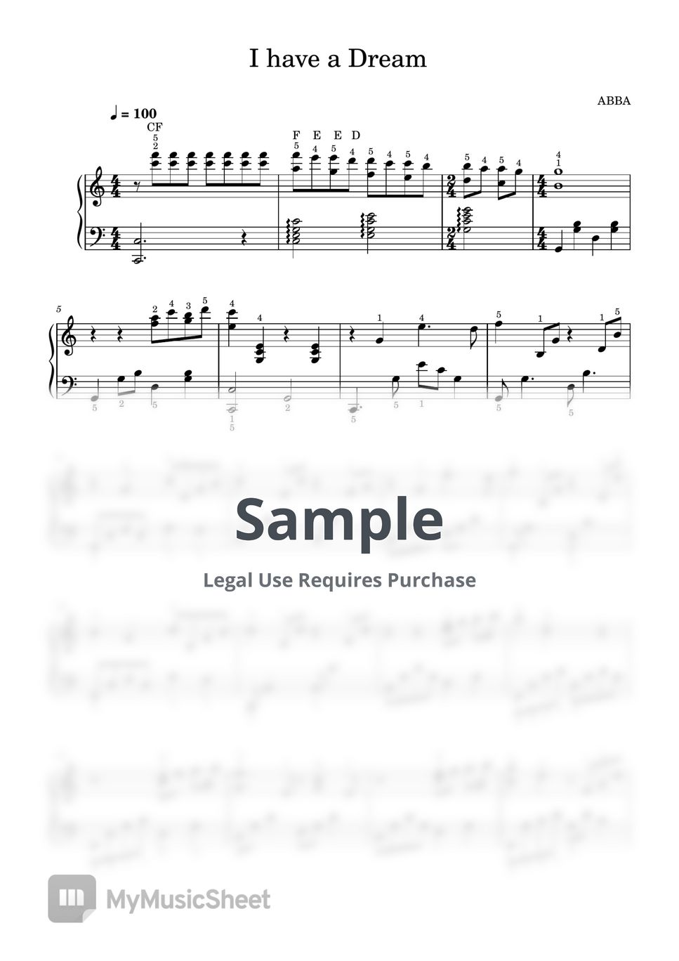 ABBA - I Have a Dream (Easy) Sheet Music by SangHeart Play
