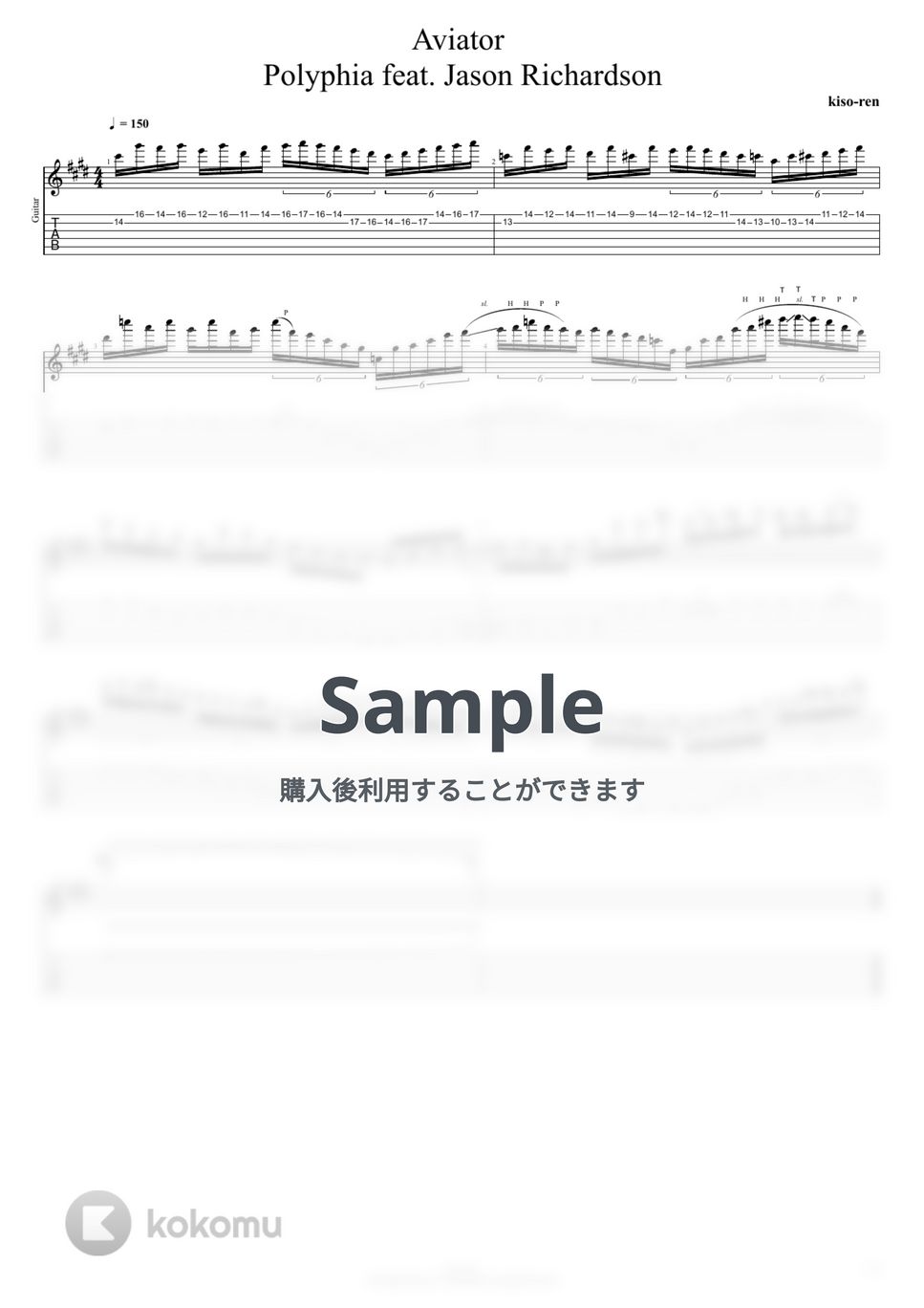 Polyphia - Aviator Polyphia Guitar solo TAB Jason Richardson (TAB PDF ...
