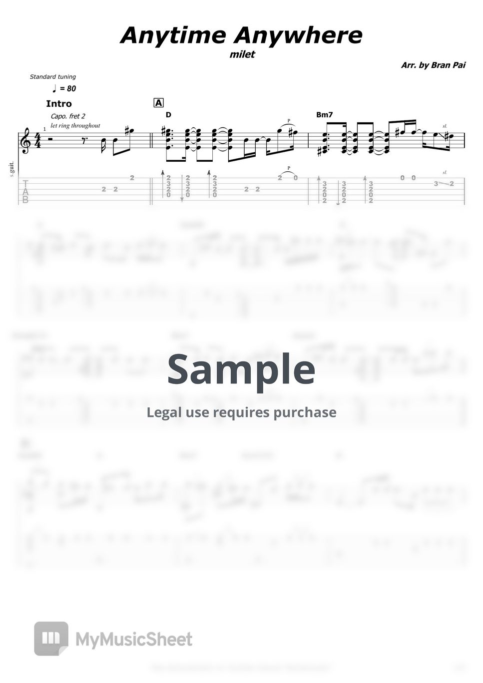 milet - Anytime Anywhere Sheets by Bran Pai